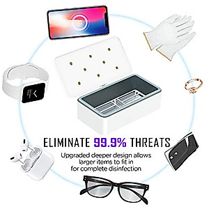 VANELC UV Cell Phone Sanitizer, Portable UV Sanitizer Box with Wireless Charging, Clinically Proven UV Light Box for Cleans Smartphone, Makeup Tools, Smart Watch, Keys & High-Touch Objects