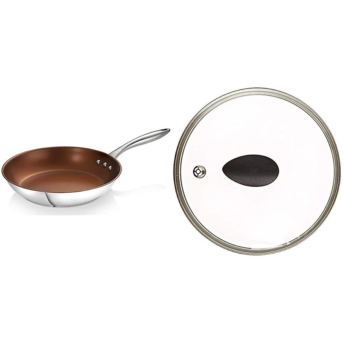 Ozeri 8" Stainless Steel Earth Pan and Lid Set with ETERNA, a 100% PFOA and APEO-Free Non-Stick Coating