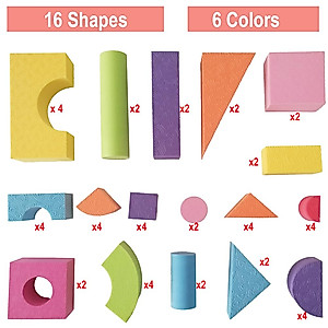MOBU Foam Building Blocks for Toddlers 1-3, 50 PCS Educational Soft Building Blocks for Kids Playing Indoor Outdoor Bathroom Bathtub or Beach (Reusable Storage Bag)