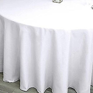 BalsaCircle 10 pcs 120 inch White Round Tablecloths Fabric Table Cover Linens for Wedding Party Polyester Reception Banquet Events Kitchen Dining