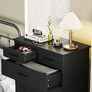 EPHEX Tall Dresser with 7 Drawers for Bedroom, Storage Tower Clothes Organizer, White Chest of Sturdy Pedestal, 27.6'' W x 15.8'' D 44.1'' H Black