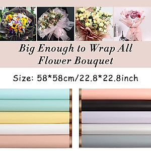 CCINEE 20 Sheets Gold Edge Flower Wrapping Paper,Waterproof Fresh Flower Packing Material Florist Bouquet Supplies DIY Craft Gift Packing,10 Colors