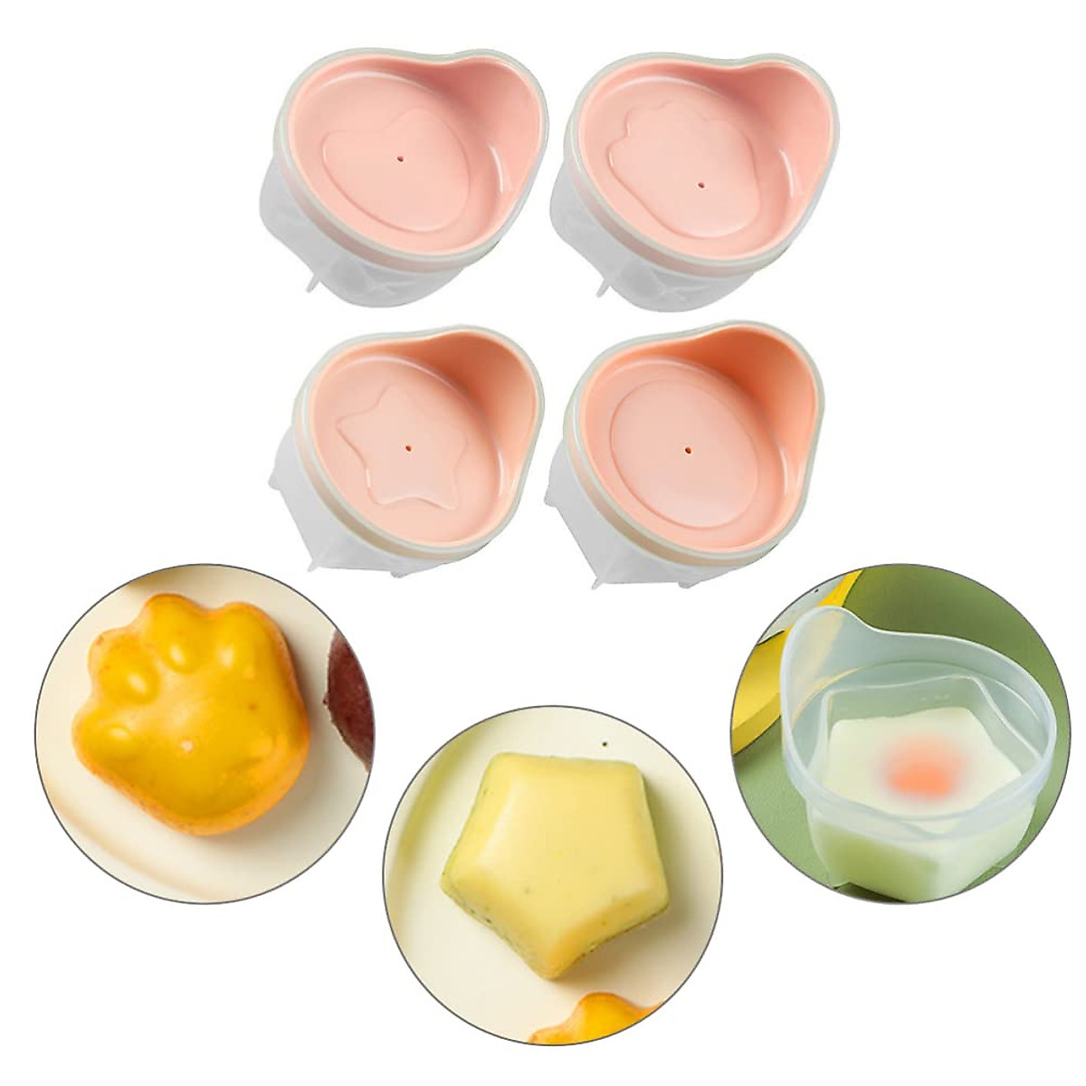 HEMOTON 4pcs Children Steamed Egg Mold Donut Mold Ice Cubes Chocolate Silicone Cupcake Egg Tart Molds Pancake Poaching Rings Diy Mold Pudding Jars Pudding Containers Self Made Pp Baby Mug