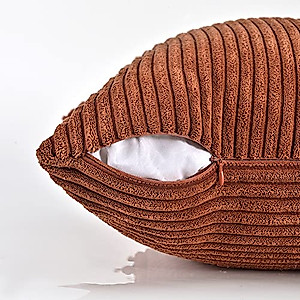 Fancy Homi 2 Packs Rust Boho Decorative Throw Pillow Covers 18x18 Inch for Living Room Couch Bed, Farmhouse Home Decor, Soft Corss Corduroy Patchwork Textured Terracotta Accent Cushion Case 45x45 cm