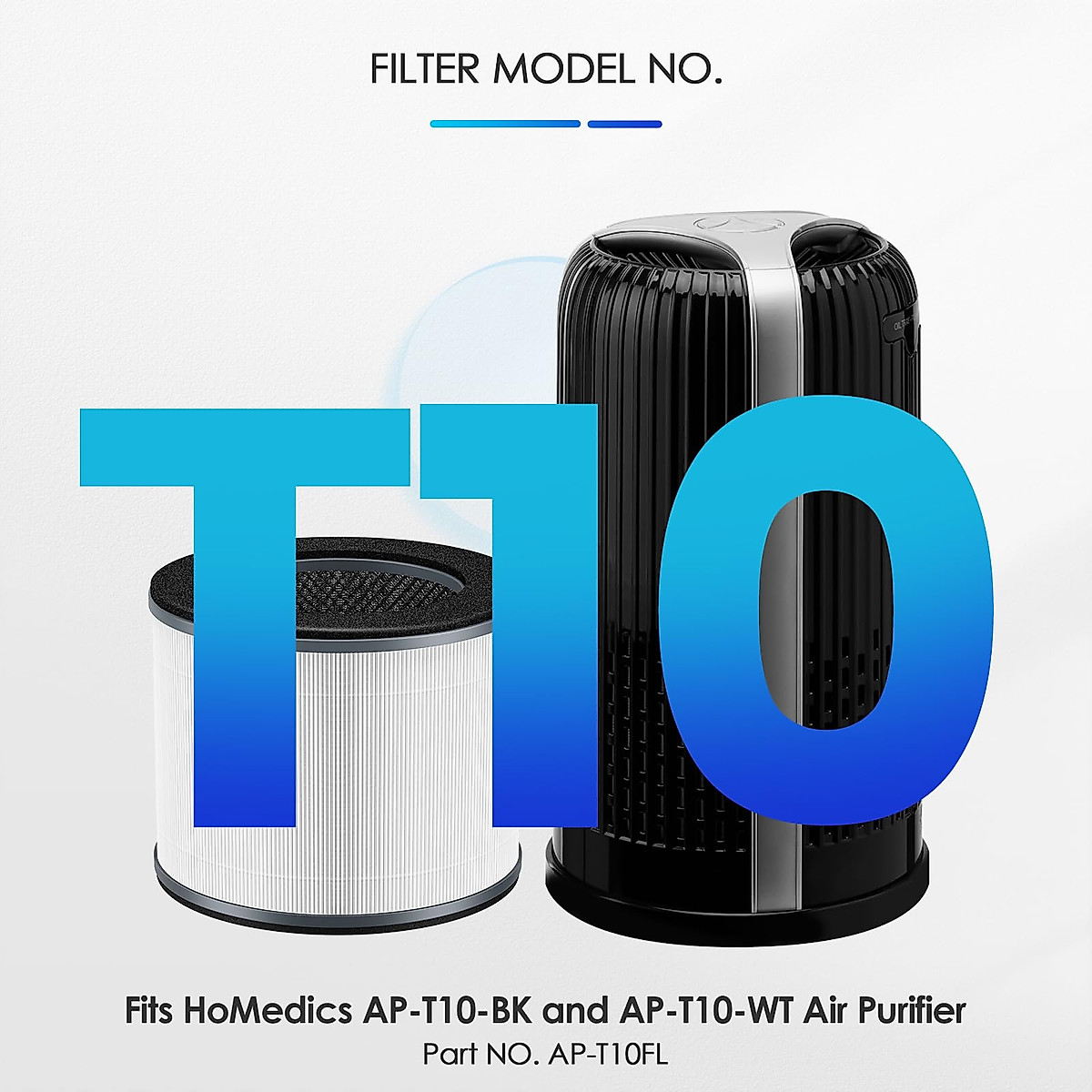 AP-T10FL filte replacement for Homedics Compatible with HoMedics TotalClean Air Puri-fier AP-T10-BK and AP-T10-WT, H13 True HEPA AP-T10 5-In-1 Powerful System, 2 Pack