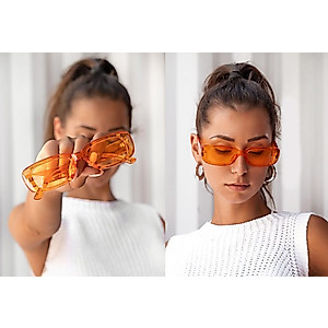 SORVINO Rectangle Sunglasses for Women Men 90s Vintage Retro Sunglasses Square Frame Black Frame/Grey Lens