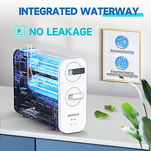 PUREPLUS Reverse Osmosis Water Filtration System - Tankless 600 GPD High Output RO Filter, 1.5:1 Pure to Drain, Smart Faucet, USA Tech Support, NSF/ANSI 58 Certified,RO Filter System Under Sink