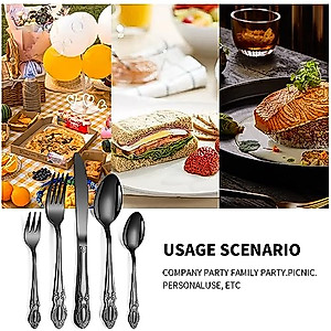 20-Piece Silverware Set with Steak Knives for 4,Unique Decorative Design，Stainless Steel Flatware Cutlery Set For Home Kitchen Restaurant Hotel, Kitchen Utensils Set, Mirror Polished, Dishwasher Safe