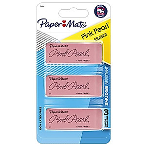 Paper Mate Pink Pearl Erasers, Large, 3 Count