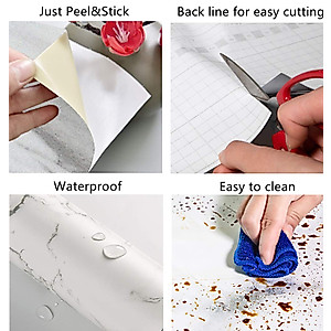 UPREDO Blue Stone Marble Granite Look Effect Countertops Gloss Vinyl Film 12inch by 79inch (Blue Stone)