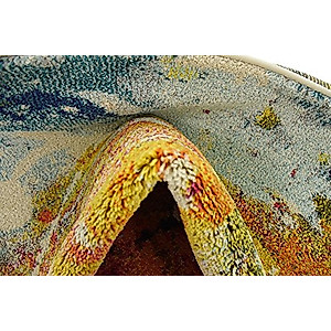 Unique Loom Estrella Collection Distressed, Floral, Abstract, Modern, Bright Colors Area Rug, 5' 0" x 8' 0", Multi/Blue