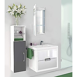 Krugg Kinetic LED Medicine Cabinet| Recessed or Surface Mount Mirror Cabinet w/Dimmer & Defogger (15"x30" Left Hinge)