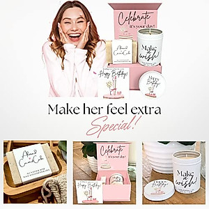 Happy Birthday Gifts for Women, Birthday Box Set - Birthday Candles Gifts for Her, Cute Candles Gifts for Women - Gifts for Women Birthday Unique, Gift Ideas for Friend, Mom, Sister, Coworker, Female