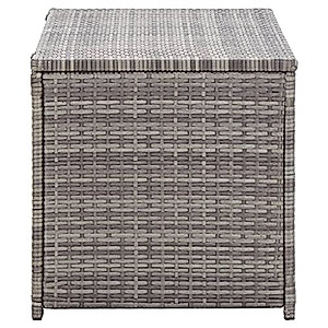 Large Poly Rattan Deck Box Outdoor Storage Boxes for Patio Furniture, Outdoor Cushions, Garden Tools and Pool Supplies-Waterproof,39.4"x19.7"x19.7" Gray