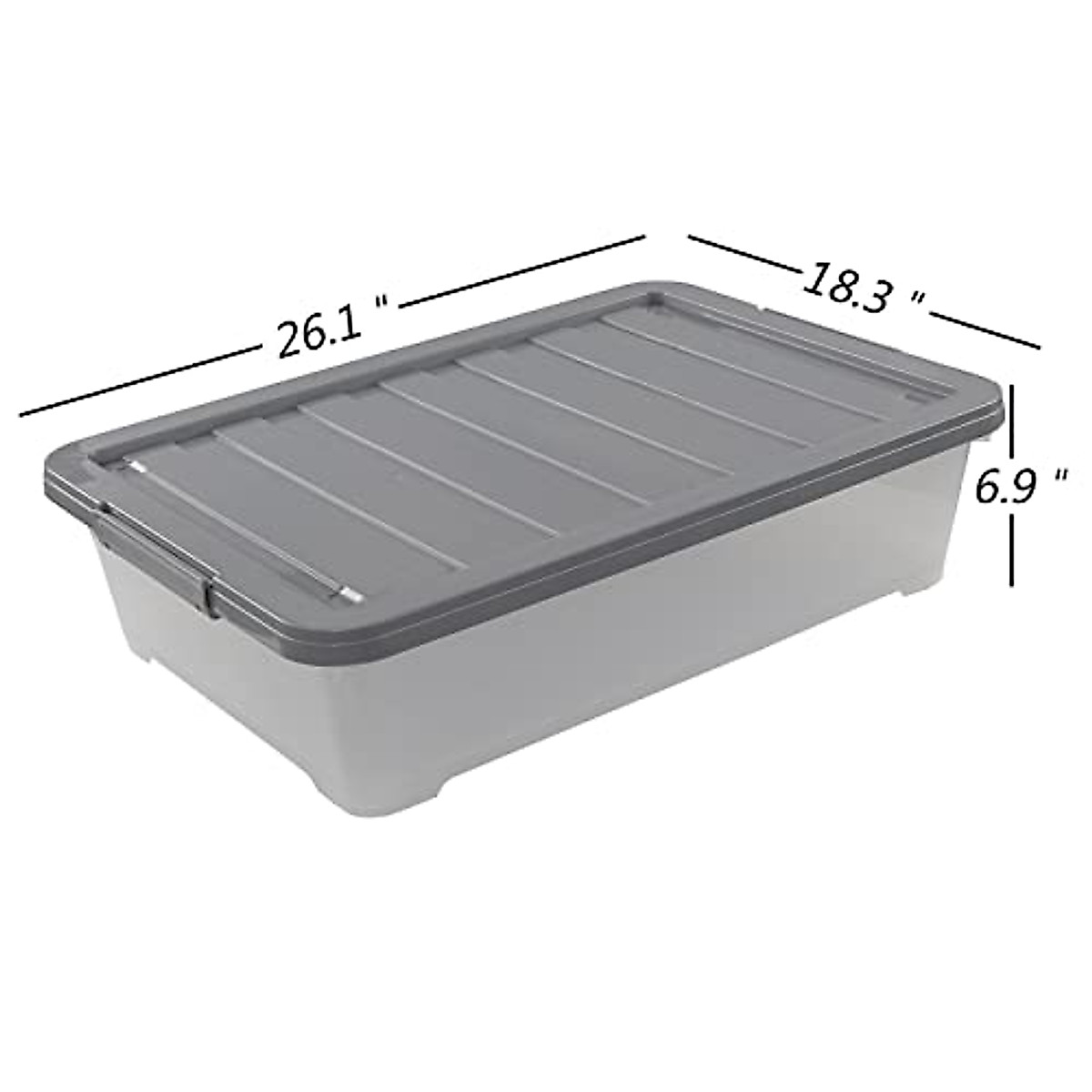 Nicesh 4 Packs 40 Quart Wheeled Under Bed Boxes, Clear Plastic Underbed Storage Bins