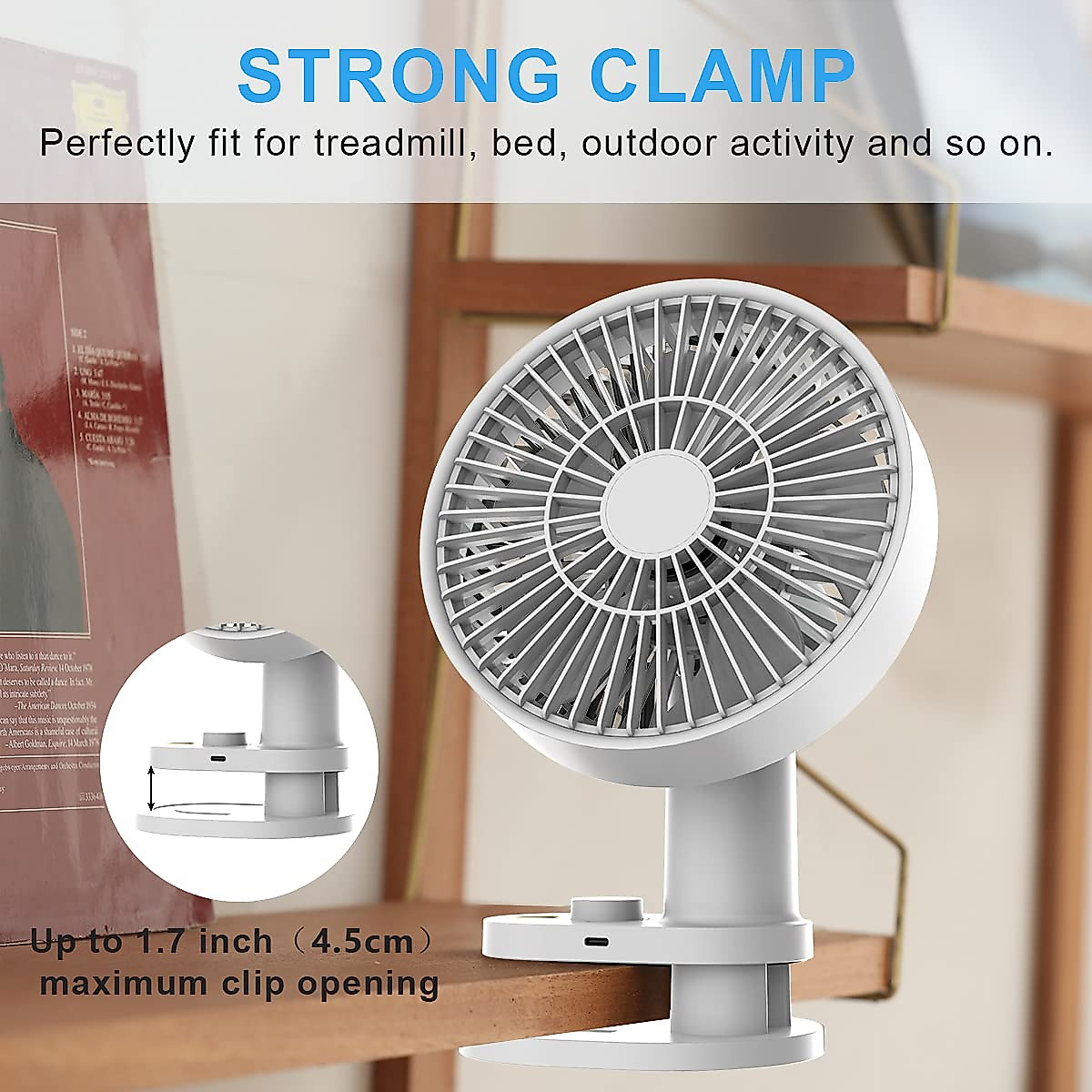 Portable Rechargeable Clip on Fan with Remote, Camping Fan Auto Oscillating Quiet USB Desk Fan 6 Inch Battery Operated Personal Fan Strong Airflow Ideal for Golf Cart Gym Camping Travel Home Office