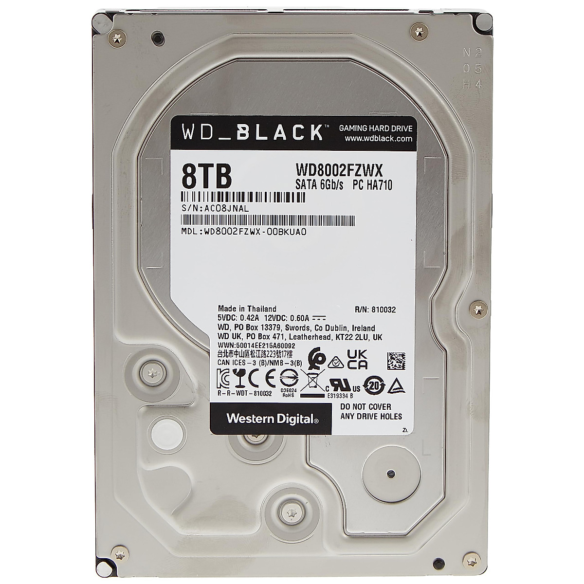 Western Digital_BLACK 8TB Gaming Internal Hard Drive HDD - 7200 RPM, SATA 6 Gb/s, 128 MB Cache, 3.5" - Western Digital8002FZWX