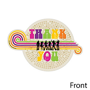 Big Dot of Happiness 70's Disco - Shaped Thank You Cards - 1970s Disco Fever Party Thank You Note Cards with Envelopes - Set of 12