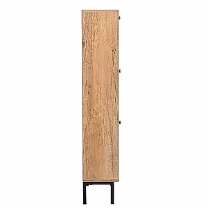 BouPower 3 Flip Drawer Shoe Cabinet,Natural Rattan Shoe Cabinet for Entryway Slim,Boho Shoe Cabinet for Entryway Hallway Bedroom Mudroom 23.6"" L×9"" W×49.4"" H
