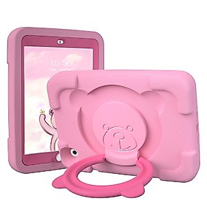 PZOZ Kids Case Compatible for Apple iPad Mini 4 5 7.9 inch, EVA Shockproof Rotate Handle Folding Stand Heavy Duty Protective Cute Boys Girls Cover for 4th Gen 5th Generation (Pink)