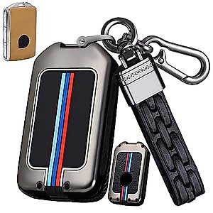 SANRILY Luminous Smart Key Fob Cover Case Fit for Volvo XC40 XC60 XC90 S90 S60 V60 V90 Keyless with Keychain Black