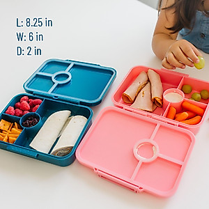 Wildkin Kids Bento Box for Boys and Girls, Features 4 Compartments, Leak Proof with Close Clasp Design, Perfect for School & Travel Bento for Kids (Trains, Planes, and Trucks)