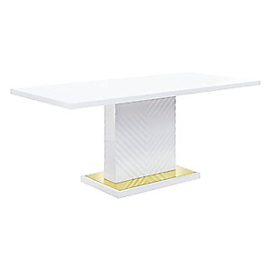 Acme Gaines Wooden Rectangular Top Dining Table in White High Gloss