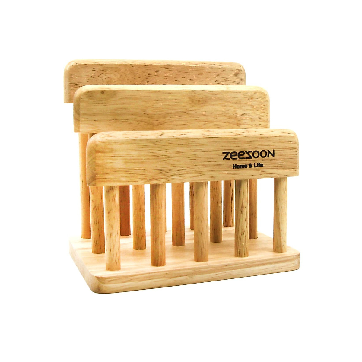 ZEESOON Beach Wooden Dual Cutting Board Rack Chopping Board Organizer Stand Holder Kitchen, Cutting Boards for Kitchen with Holder, Pantry Organization, Kitchen Cabinet Organizer