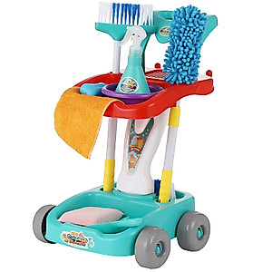 Kids Cleaning Set for Toddlers, Pretend Play Housekeeping Supplies Kit for Boys and Girls Complete with Broom, Mop, Dust Pan, Spray Bottle and More, Little Helper Tools and Montessori Toys