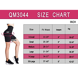 CADMUS 3 Pack High Waisted Shorts for Women 8" Workout Biker Shorts w Two Side Pockets,3044,Pack of 3,Black,Black,Black,XX-Large