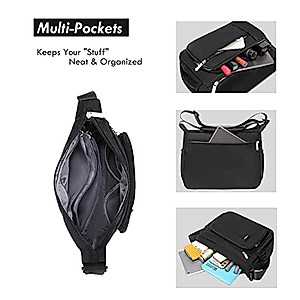 Shaelyka Large Shoulder Bag with PADDED Shoulder Strap, Water- Resistant Crossbody Bag for Women, Black