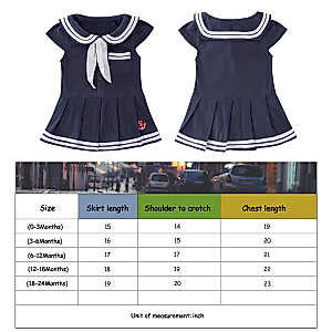 LXKIKMM Baby Girl Nautical Dress Sailor Suit Jumpsuit Romper with Hat, Navy 0-3 Months