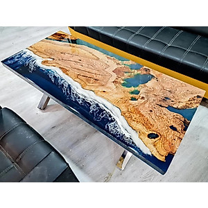 Personalized Large EPOXY Table, Resin Dining Table for 2, 4, 6, 8 River Dining Table, Wood Epoxy Coffee Table Top, Living Room Table (without Stand, 24 x 12inches)