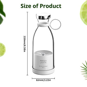 Mini Personal Size Blender, Portable Blender Bottle, Mini Rechargeable Blender, USB Charged Blender, 3 Reusable Aluminium Straw, 1 Straw Cleaner, 1 Straw Carrying Bag, White