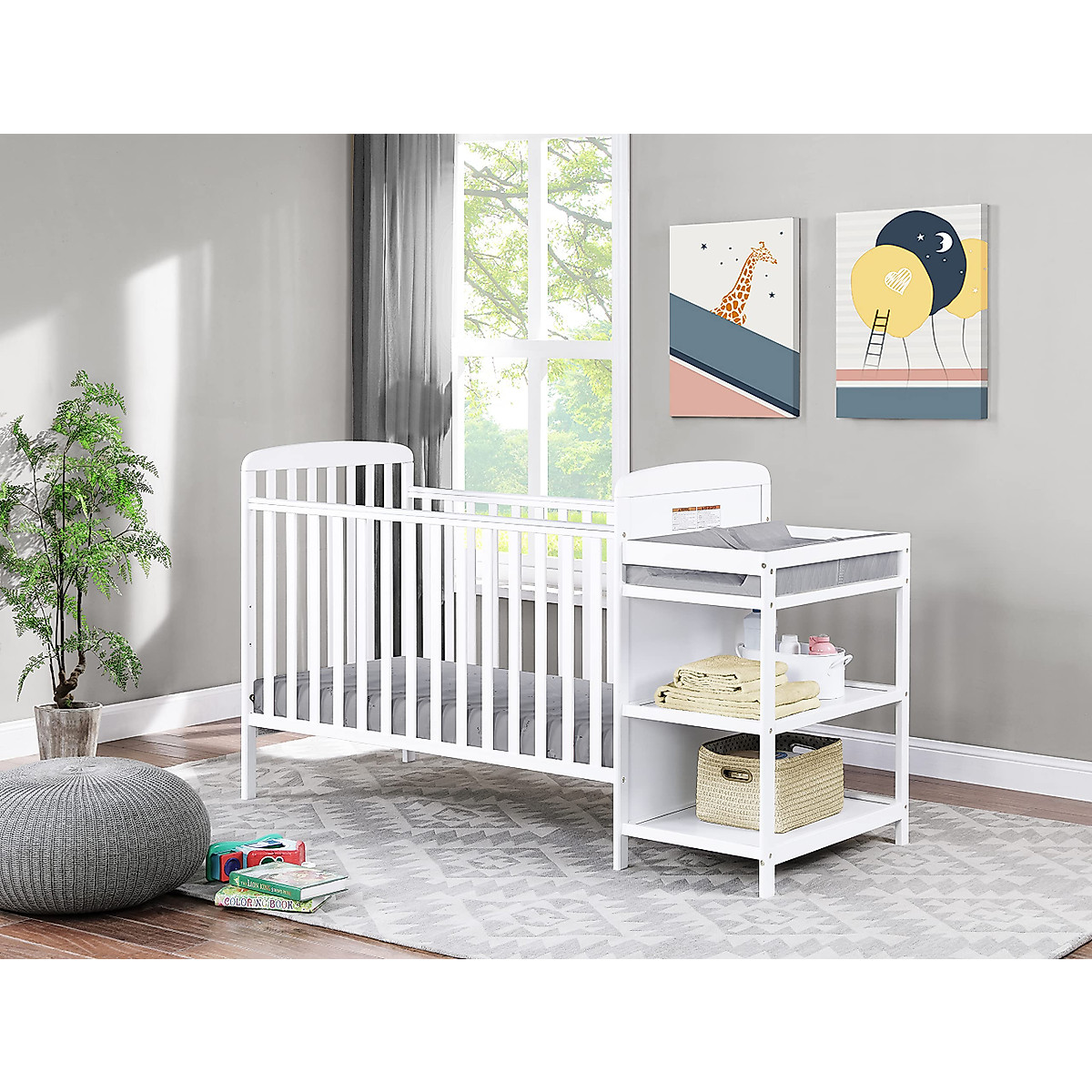 Suite Bebe Ramsey 3 in 1 Convertible Crib and Changer in White
