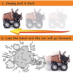 Dinosaur Toys for 3-7 Year Old Kids, Pull Back Dinosaur Cars for Kids, 4 Pack Set Car Toys, Gift Toys Dino Cars