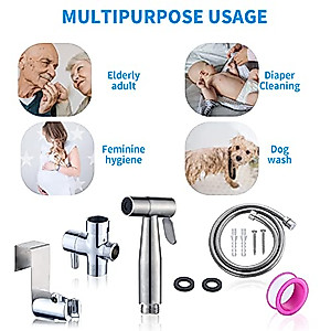 Bidet Sprayer for Toilet,Stainless Steel Handheld Bidet Shattaf Toilet Spray,Baby Cloth Diaper Sprayer Kit, Bathroom Toilet Bidet Attachment Set for Bathing Pets Feminine Hygiene