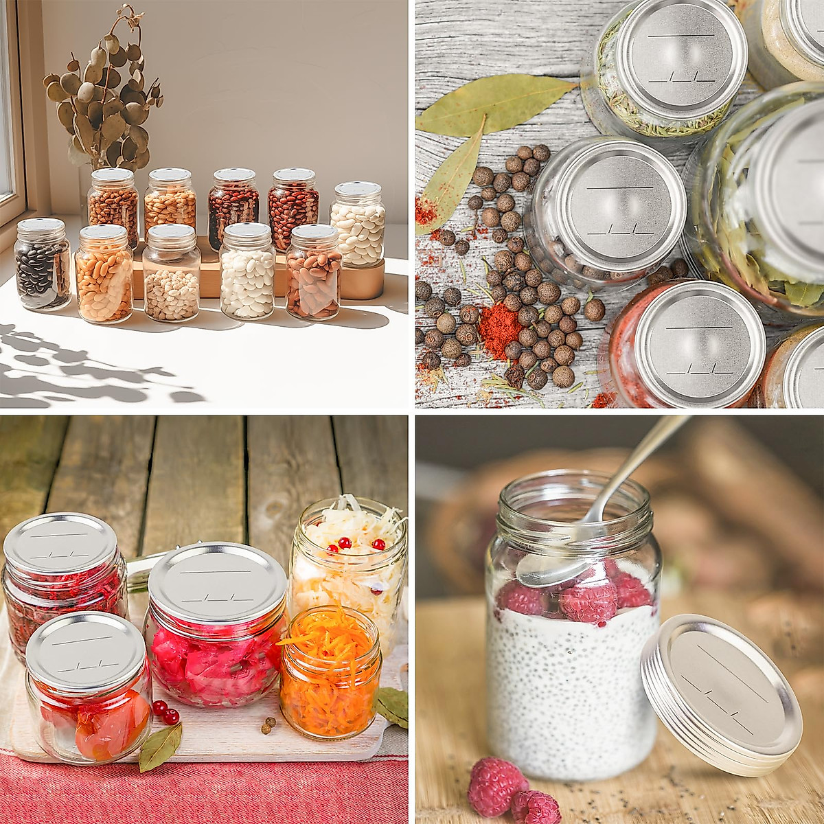 200 PCS Canning Lids Regular Mouth,2.76in Regular Mouth Mason Jar Lids,Ball Kerr Jar with Lids with Leak proof Airtight Seal Rust Proof Split,Regular Mouth Kerr Mason Jars Food Grade,Canning Food DIY