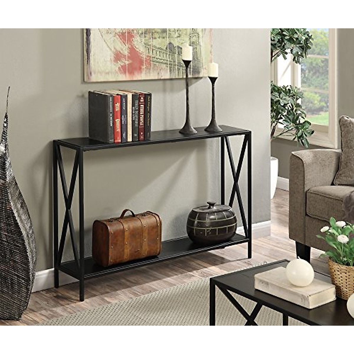 Convenience Concepts Tucson Console Table with Shelf, Black