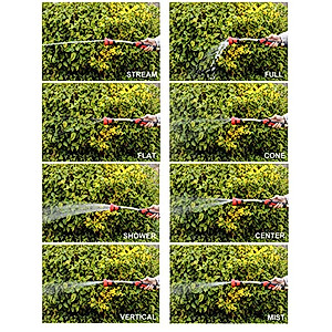 ESOW Garden Hose Watering Wand, 16 Inches Sprayer Wand, 8 Watering Patterns Adjustable Rain Wand, Ergonomic Handle with One Touch Valve Perfect for Watering Plants, Car Wash and Showering Dog