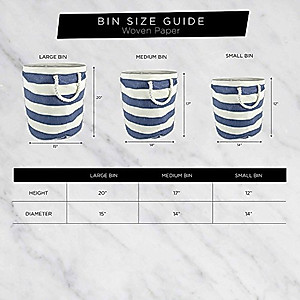 DII Collapsible Laundry Hamper/Storage Basket, Stripe Woven Paper, Nautical Blue Stripe, Large