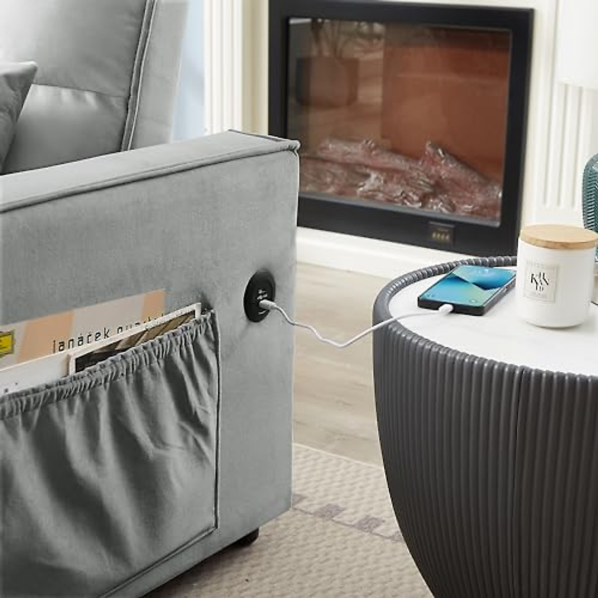 ERYE 3-in-1 Futon Daybed with Pull Out Sleeper Couch Bed, Loveseat Sofa W/Reclining Backrest Convertible Sleep Sofabed for Home RV Apartment Office Living Room