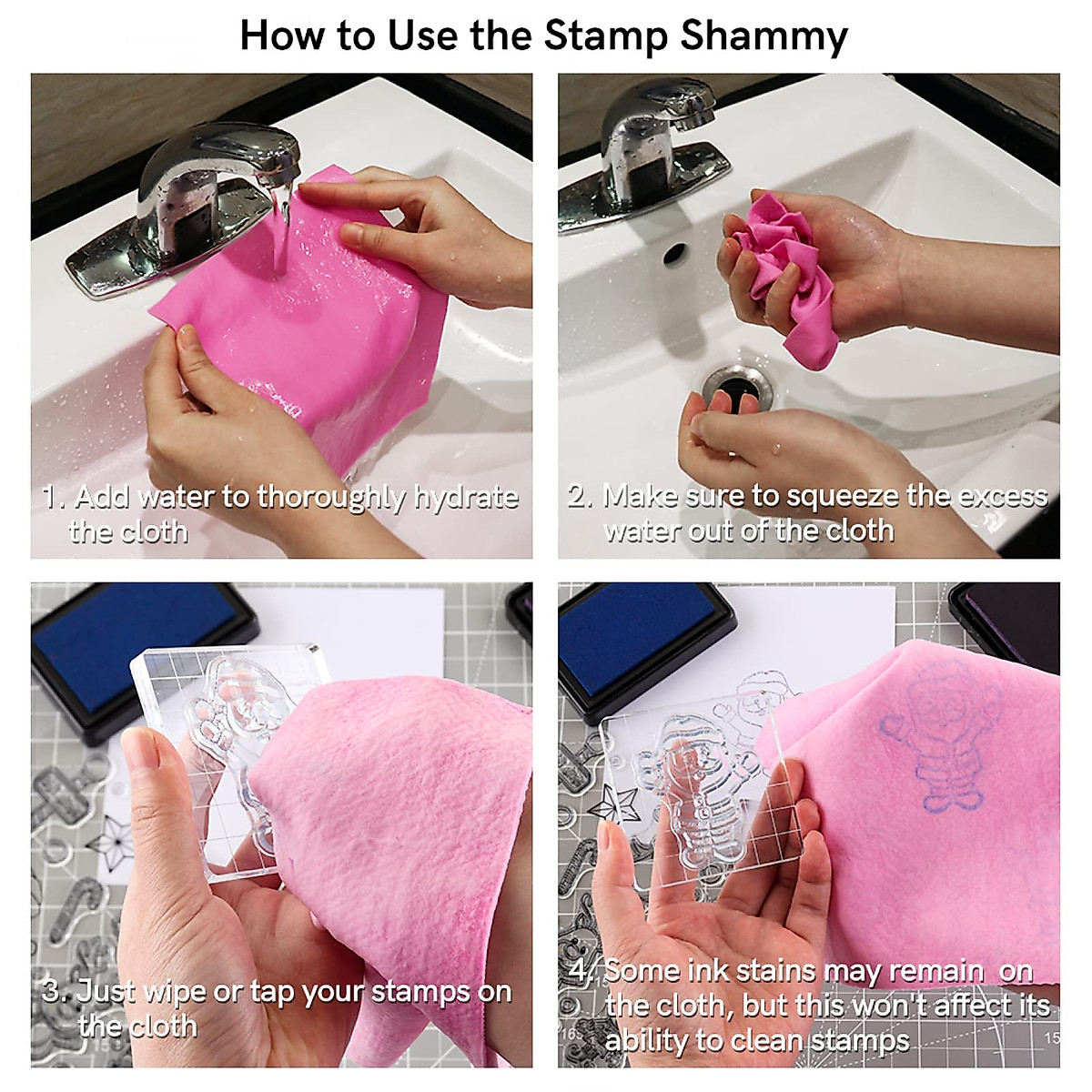 Ilets 3 Colors a Pack Absorbent Chammy Cloths - Stamp & Glass Cleaner - Easy to Use - 6x8 inch