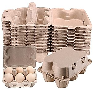 Half Dozen Vintage Egg Cartons 25 Pack, Blank Natural Pulp Egg Cartons 6 Count for Chicken Eggs Reusable, Storage Tray Strong for Holds Up to Six 6 Egg Carton Cardboard Paper Holder Container for Refrigerator