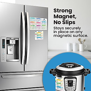 Instant Pot Cooking Times Chart - Pressure Cooker Accessories Cook Times - Easy to Use & Clean Strong Magnet - Instant Pot Cheat Sheet Magnet Set Quick Reference Guide - White