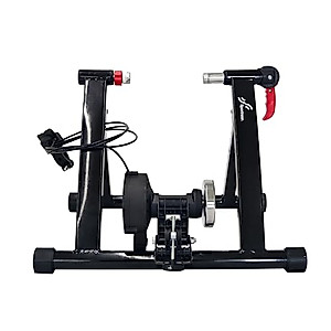 Sportneer Bike Trainer - Magnetic Stationary Bike Stand for 26-28" & 700C Wheels - Adjustable 6 Level Resistance Bike Trainer Stand for Indoor Riding with Quick Release Lever & Front Wheel Riser Block