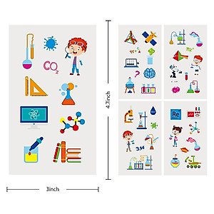 24 Sheets Science Temporary Tattoos, Birthday Decorations Science Party Favors