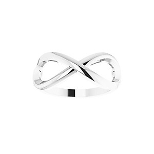 Solid 14k White Gold Infinity-Inspired Ring Band - Size 7 (Width = 7.8mm)
