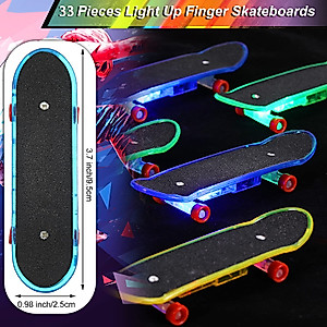 Sotiff 33 Pcs Light up Mini Finger Skateboard Toys Set, LED Finger Skateboards for Kids Hand Skateboard Toys Fingerboard Tiny Skateboards for Fingers Creative Fingertips Movement for Party(Classic)