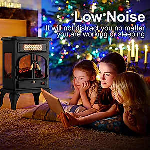 Selectric Electric Fireplace Heater with Remote ,22.4" Freestanding Portable Infrared Fireplace Heater with 3-Sides Realistic Flame for Indoor Use, Overheating and Tip-Over Safety,1000W/1500W